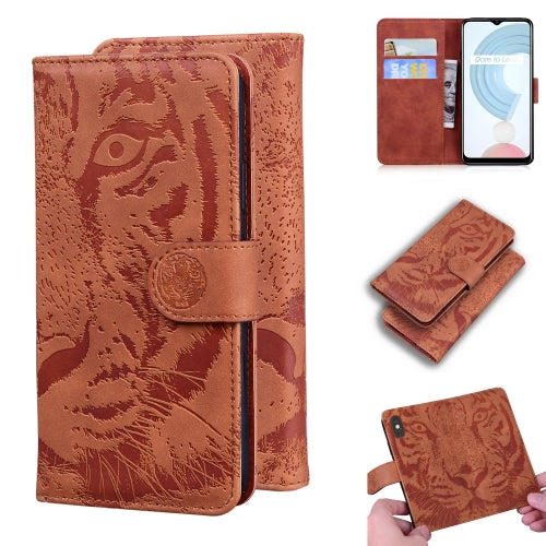 For OPPO Realme C21 Tiger Embossing Pattern Horizontal Flip Leather Ca