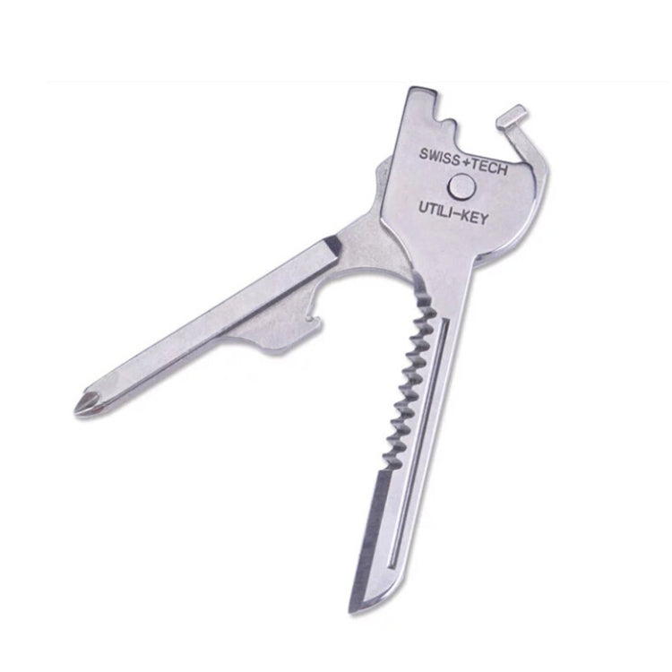 SWISS+TECH Stainless Steel 6 in 1 Multi-function Outdoor Key Chain, Fo