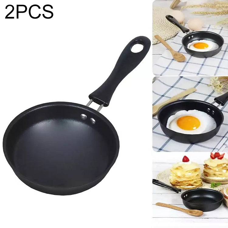 2 PCS Mini Egg Frying Panpure Non-Stick Flat Bottom Pan Multicooker, S