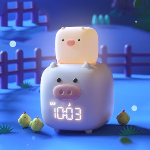 Creative Cartoon Clock Night Light Bedroom Wake up Snooze Alarm Clock