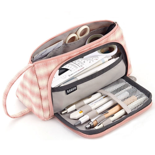 Angoo Large Capacity Pencil Case Cute Canvas Stationery Bag, Color: Be